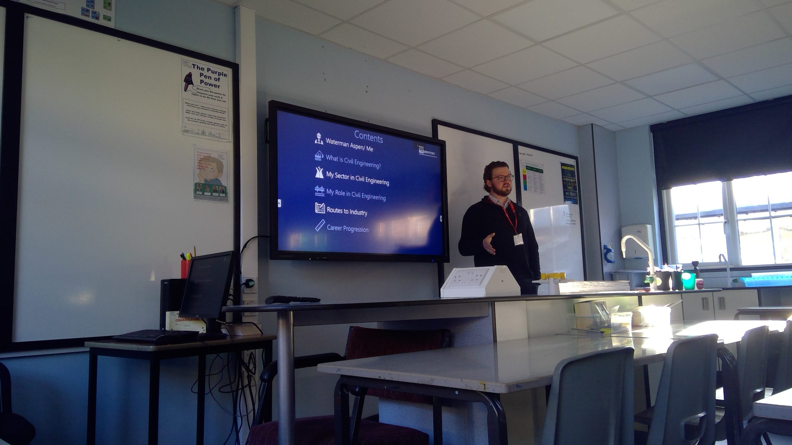 Liam Simpson gives STEM talk at school in North East - Waterman Aspen